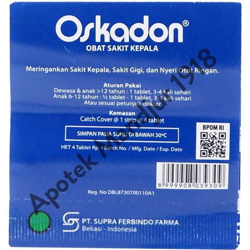 Jual Oskadon 4 Tablet - Obat Pereda Sakit Kepala Sakit Gigi Dan Nyeri ...