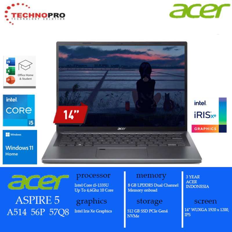 Promo Acer Aspire 5 Slim A514 56P 57Q8 || Intel Core I5-1335U VGA IRIS ...