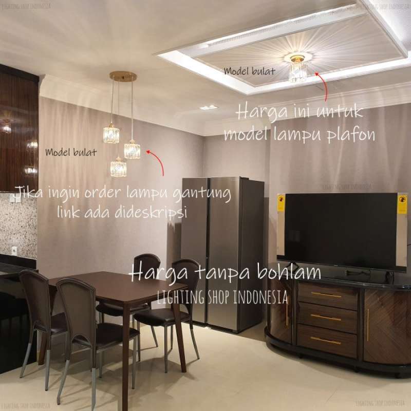 Promo Lampu plafon kaca kristal modern design mewah kamar ruang tamu ...