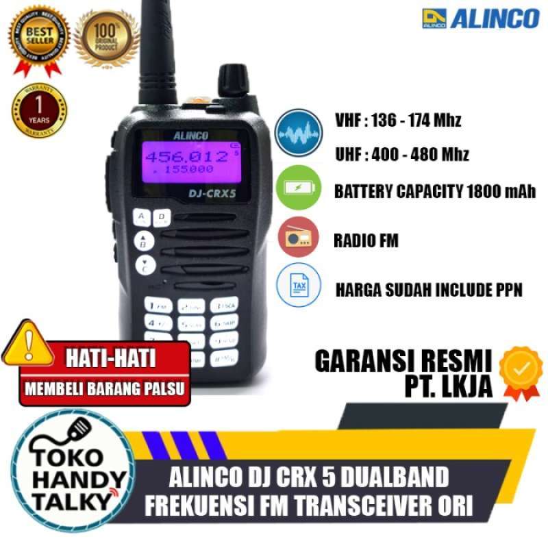 Promo ALINCO DJ CRX5 CRX 5 CRX-5 DUALBAND HT ALINCO CRX 5 GARANSI Diskon 23% di Seller PT ...