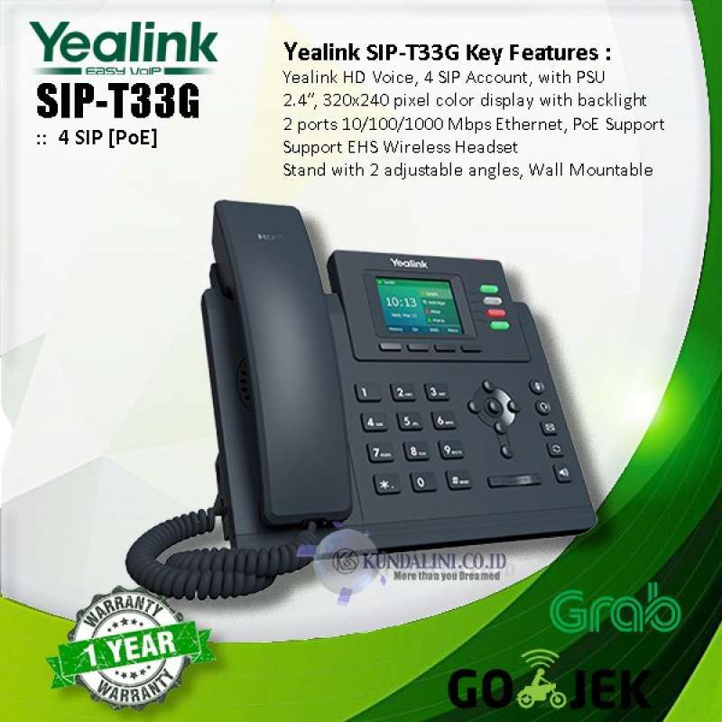 Promo Yealink SIP-T33G - Gigabit Color Screen IP-Phone [4 SIP - PoE] Diskon 23% di Seller PT ...