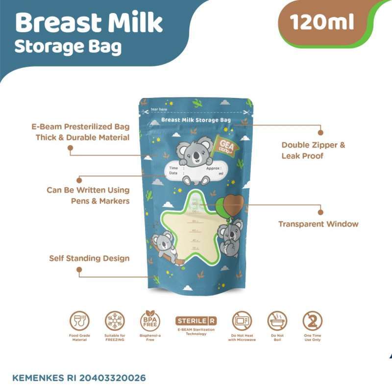 Jual Perlengkapan Menyusui - Gea Baby Breastmilk Storage Bag 120Ml ...