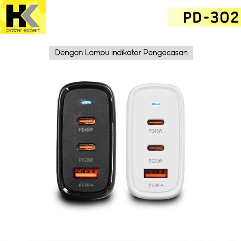 Promo Hk Adapter Charger Pd-302 65w Fast Charging 3 Port Usb Type C Diskon 66% Di Seller Hk ...