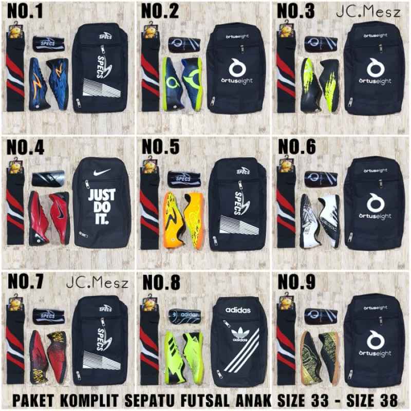 Jual DIMPLE STORE Paket Komplit Sepatu Futsal Anak Lengkap Dengan Tas ...