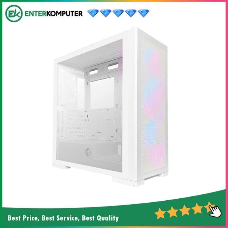 Jual Casing Cube Gaming Premium Armour White - Atx Gaming Case - Front ...
