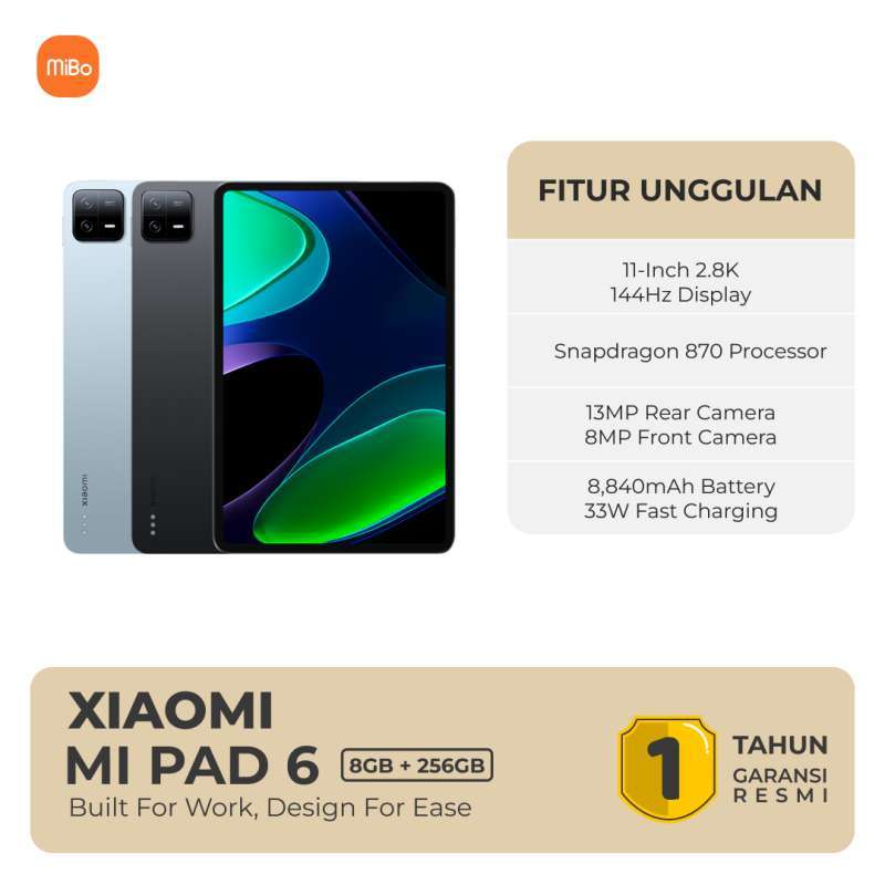 Promo Xiaomi Pad 6 8Gb 256Gb Snapdragon 870 11 Inch WQHD+ 144Hz Tablet ...
