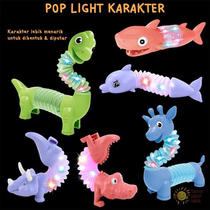 Promo Mainan Anak Pop Light Karakter Animal Tube Led Lampu Light Up ...