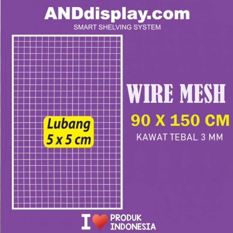Promo Wire Grid Mesh 90 X 150 Cm - Kawat Jaring Kotak - Ram Dinding ...