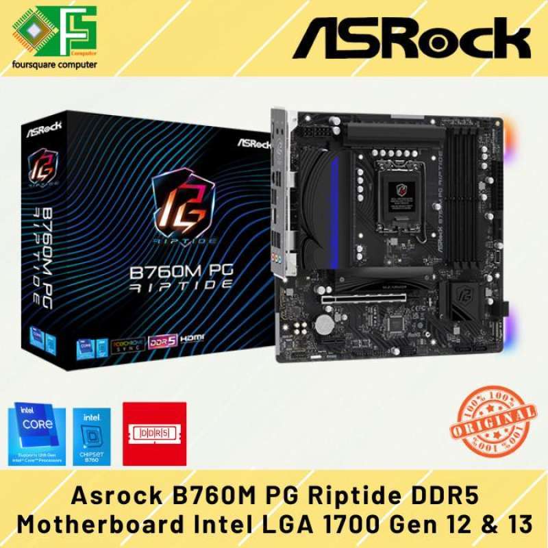 Jual Motherboard Asrock B760m Pg Riptide Ddr5 Intel Lga 1700 Gen 12 13 ...