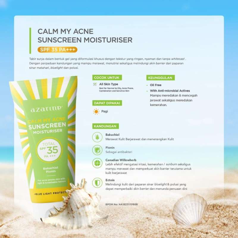 Jual Azarine Sunscreen Original - Calm My Acne Sunscreen Di Seller ...