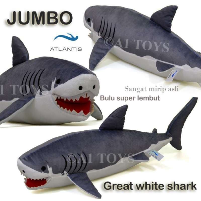 Jual Boneka Plush Toy Ikan Hiu Putih Great White Shark Atlantis 50 Cm ...