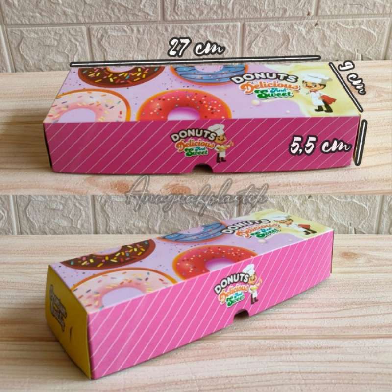 Promo Dus Donat Uk. 27 X 9 X 5 Box Donut Motif Panjang Diskon 33% Di ...