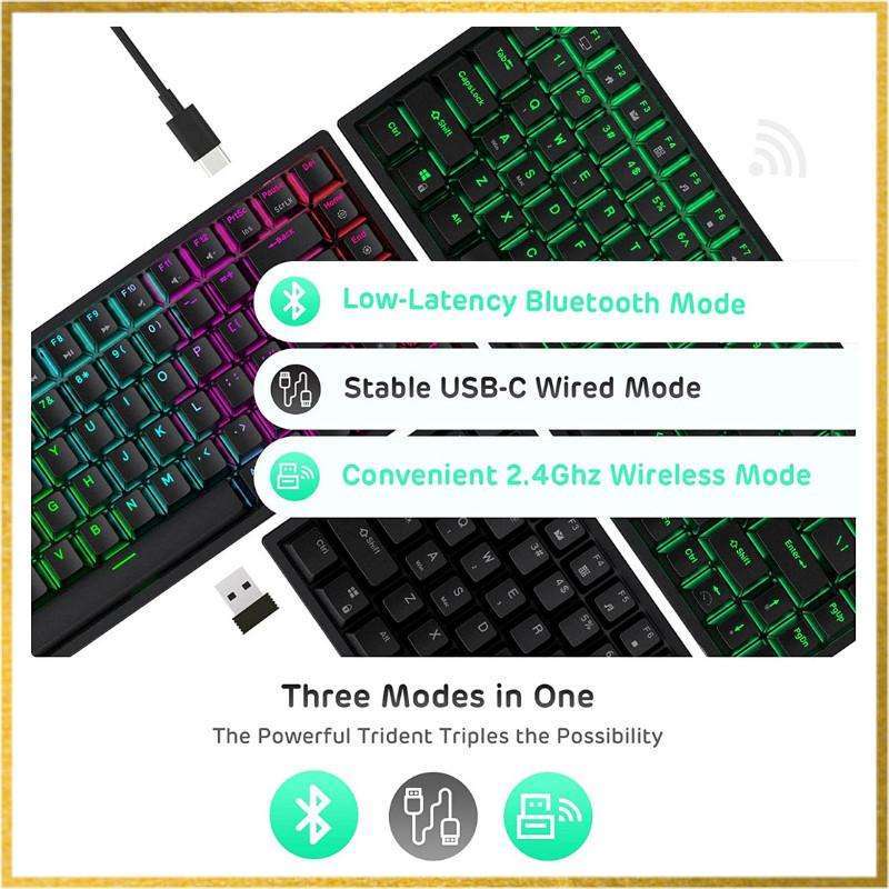 Jual 84 Royal Kludge Mechanical Gaming Rgb Keyboard Wireless Bluetooth ...