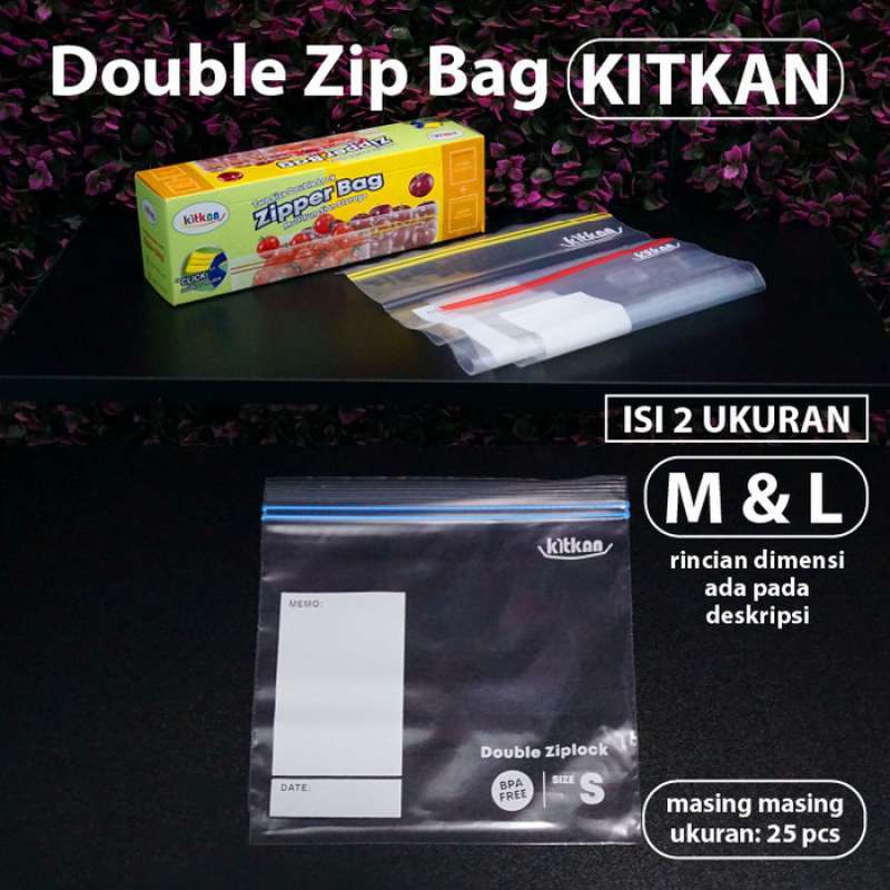 Promo Kitkan Double Zip Bag M dan L- Plastik Serbaguna - 1 Pak 2 Ukuran ...