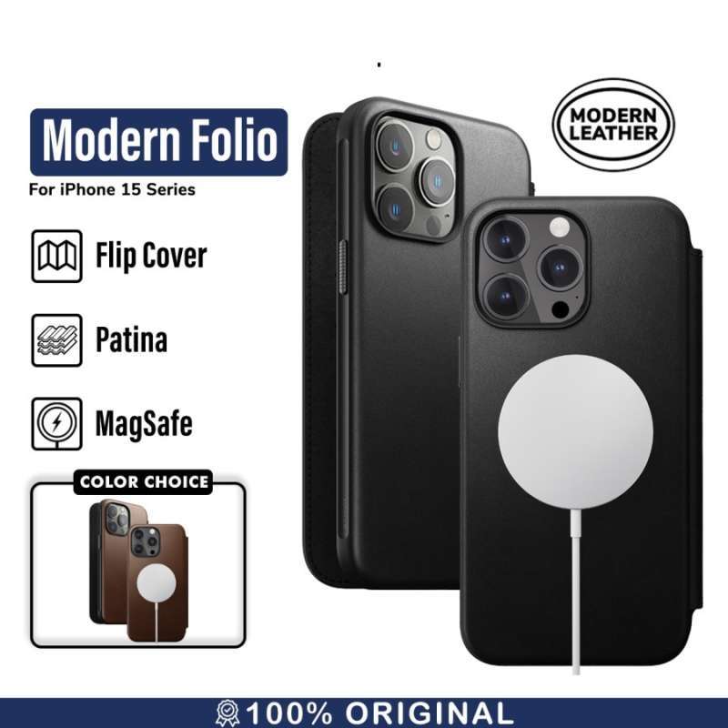 Promo Case iPhone 15 Pro Max Plus Nomad Modern Leather Folio MagSafe ...