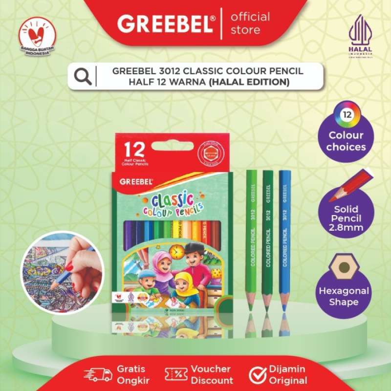 Jual Greebel Pensil Warna Classic Color Pencil Halal Edition/coloring ...