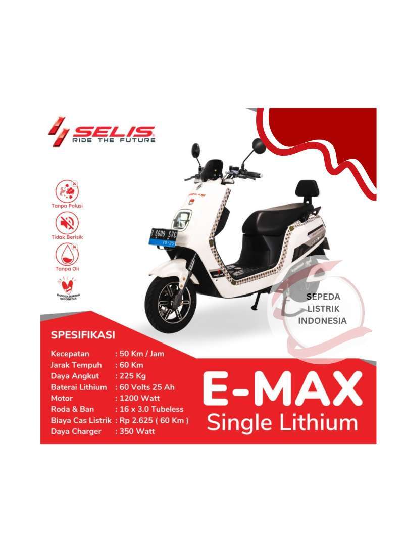 Promo Motor Listrik Selis E-max Baterai Lithium 1200 Watt (subsidi ...