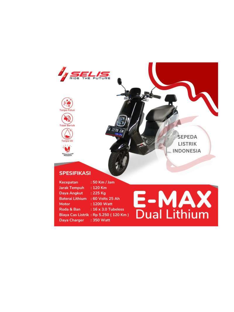 Promo Motor Listrik Selis E-max Baterai Lithium 1200 Watt (subsidi ...