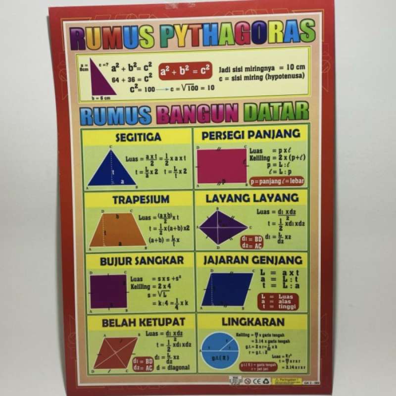 Promo Poster Edukasi Anak Mengenal Rumus Bangun Datar Diskon 23% Di Seller Faika - Cengkareng ...