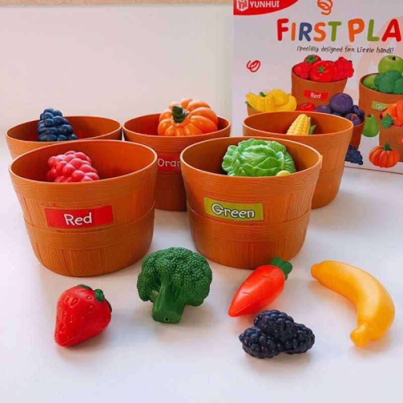 Promo Vegetables Fruits Market Sorting Set Basket Food Pretend Play ...