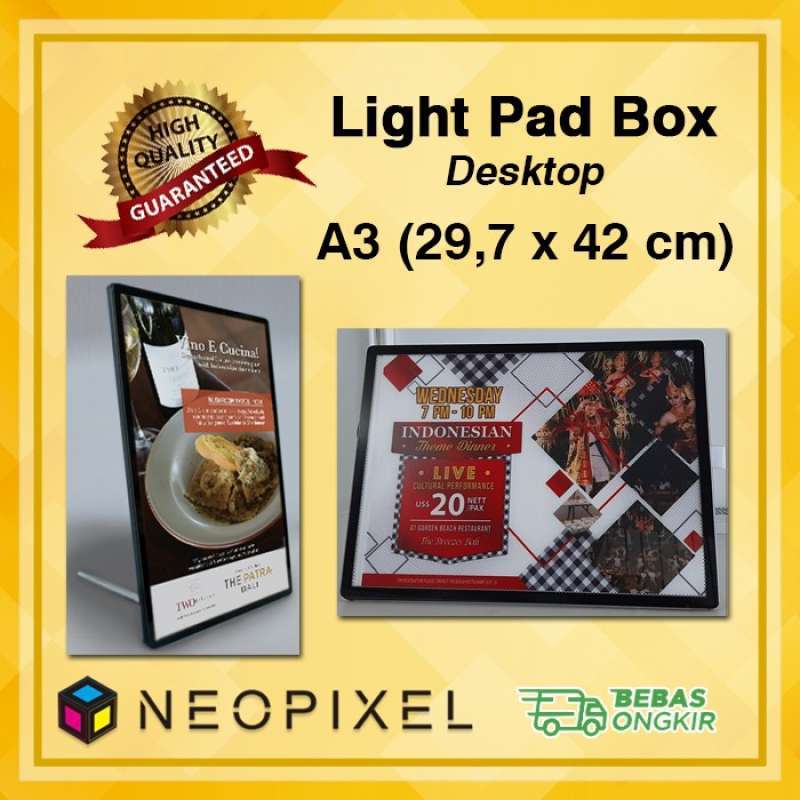 Promo Papan Neon Box LightBox Custom Menu Cafe LED Lightpad A3 Meja ...