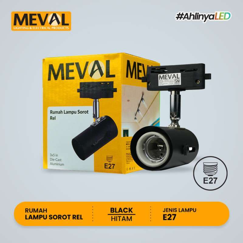 Promo Meval Rumah Lampu Sorot Spot Track Light Fixture Rt1-05b - Hitam ...