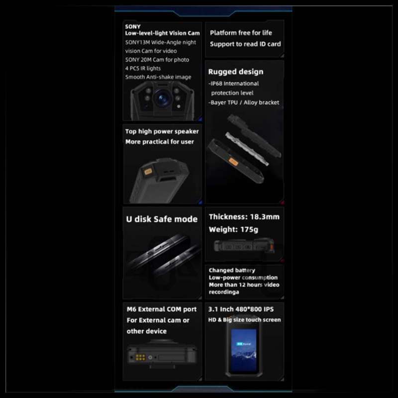 Jual Body Worn Camera Police Military Duniot D6 4g 32g-512g Extended Storage Di Seller Zeb Store ...