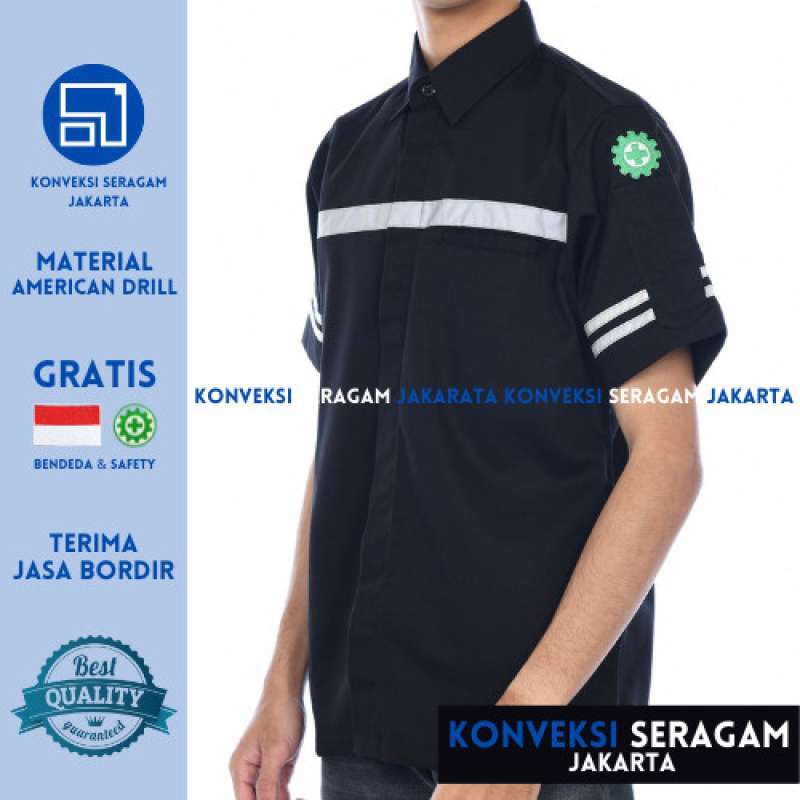 Promo Baju Kemeja Seragam Kerja Werpak Wearpack Proyek Cream Bordir ...