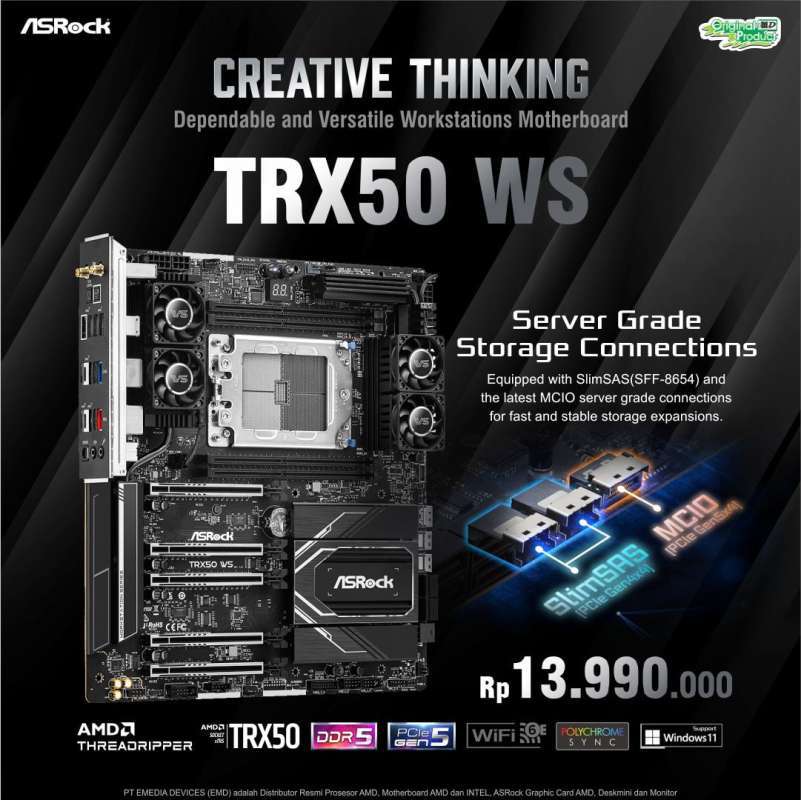 Jual Asrock Trx50 Ws (amd Trx50, Eatx , 4 X Ddr5, Wi-Fi 6e, Pcie Gen5 ...