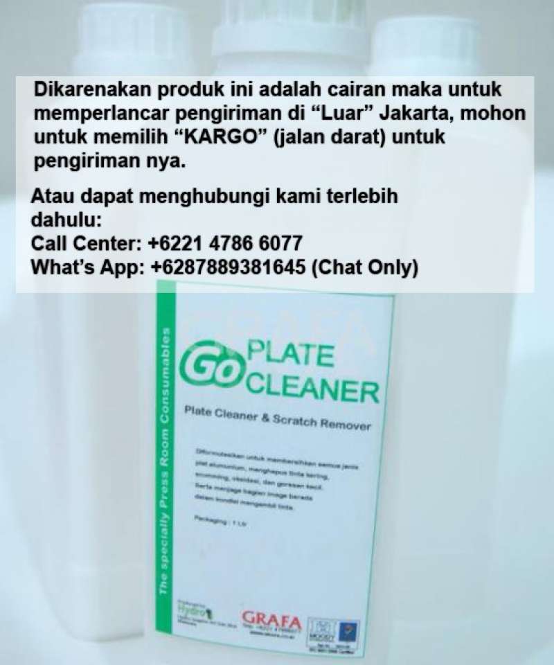 Promo GO Plate Cleaner (1 Liter/Botol), untuk mesin cetak offset Diskon ...