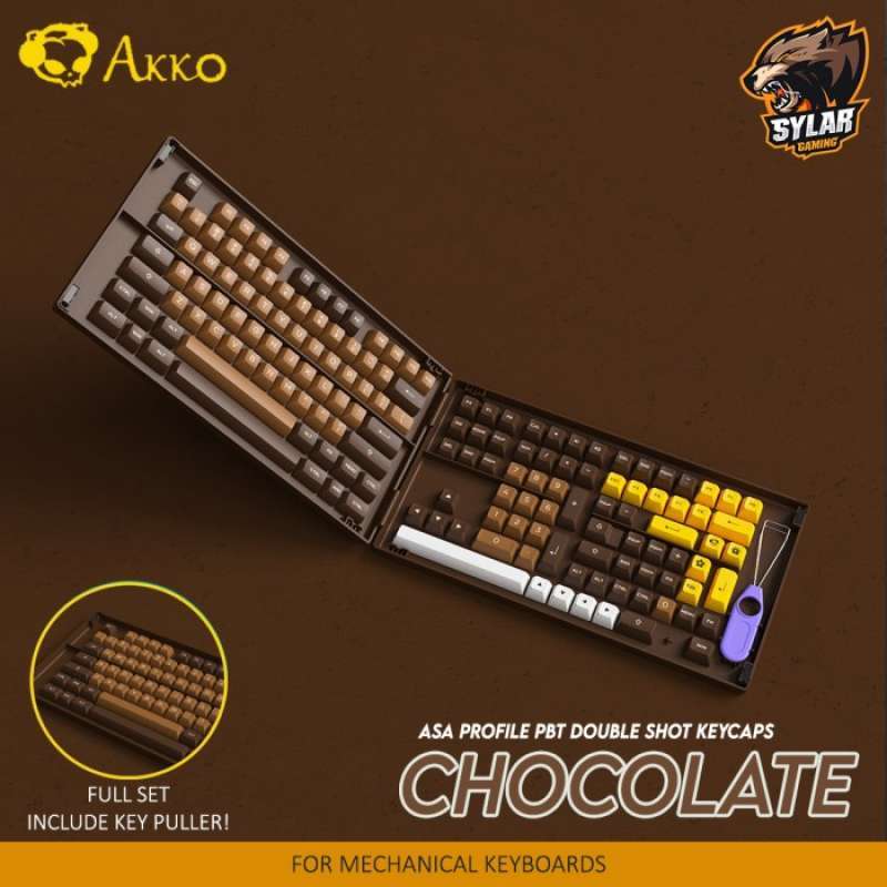 Promo Akko Chocolate Pbt Double-shot Keycaps 178 Set Asa Profile Diskon ...
