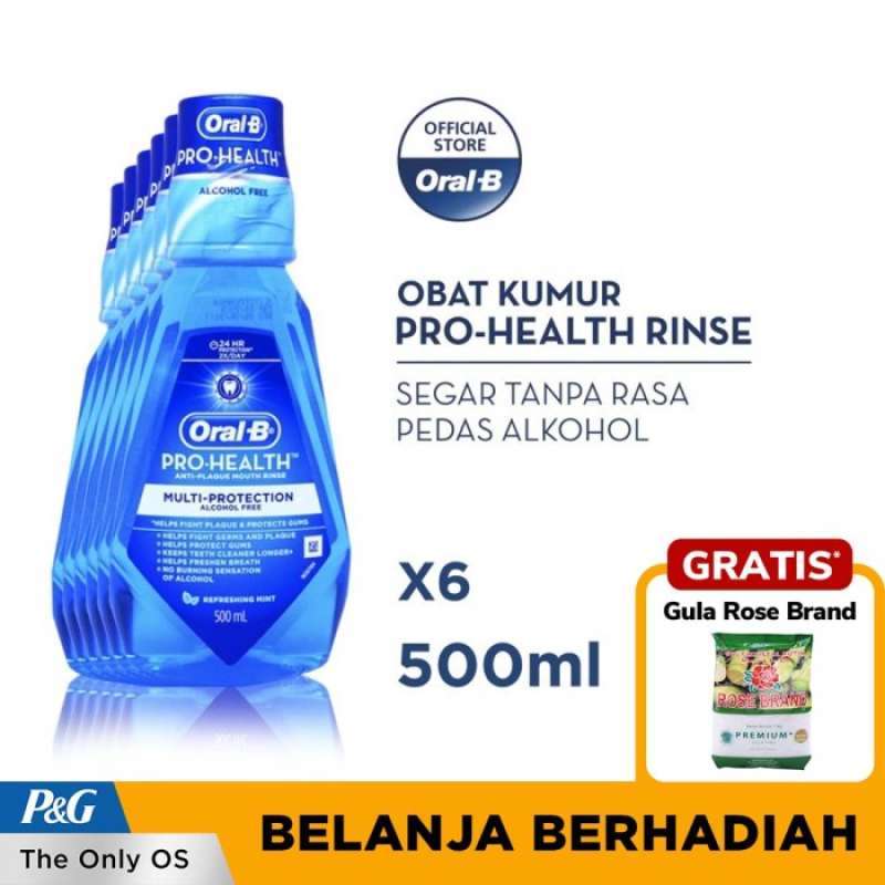 Promo Oral-B Obat Kumur Bilas Mulut Rinse Pro Health 500ml X6-Free GulaPasir Diskon 23% di ...