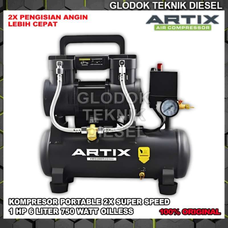 Promo Mesin Kompresor Angin Oilless Compressor 3/4 Hp 9 Liter Silent ...