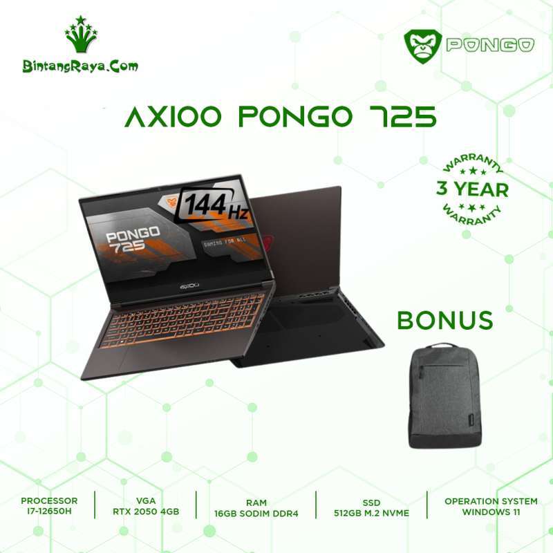 Jual LAPTOP AXIOO PONGO 725 I7-12560H 16GB SSD 512GB RTX2050 4GB ...