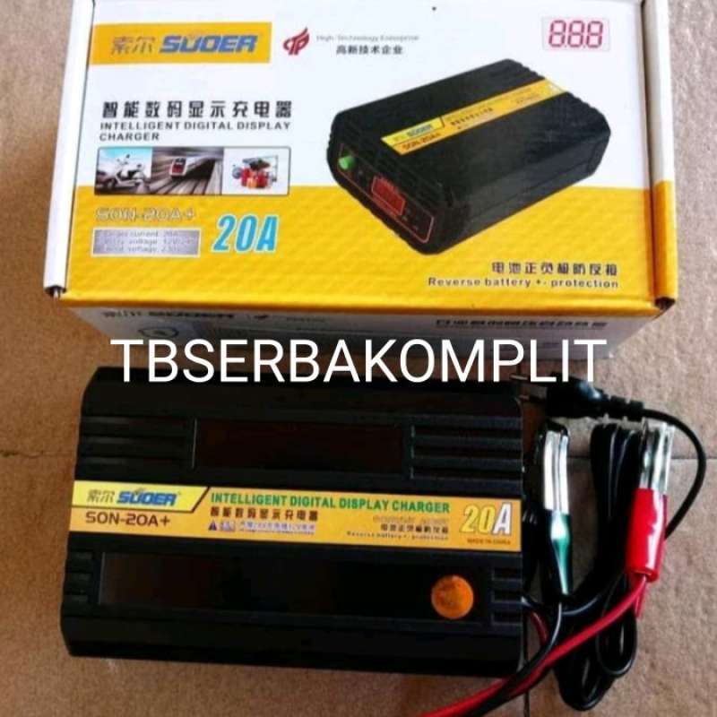 Promo Charger Aki 12V 24V Otomatis Souer SON-20A Battery Basah Kering ...