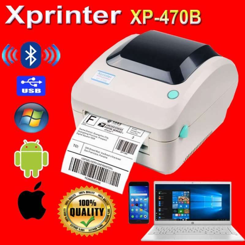 Promo 100% Produk Ori Printer Thermal Bluetooth Xp-470B Printer Label ...