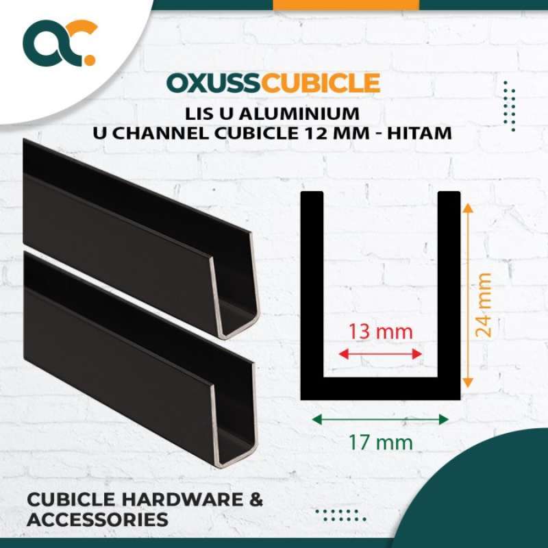 Promo List U Aluminium Partisi Cubicle 12mm Lis U (5.6 Meter) - Hitam ...
