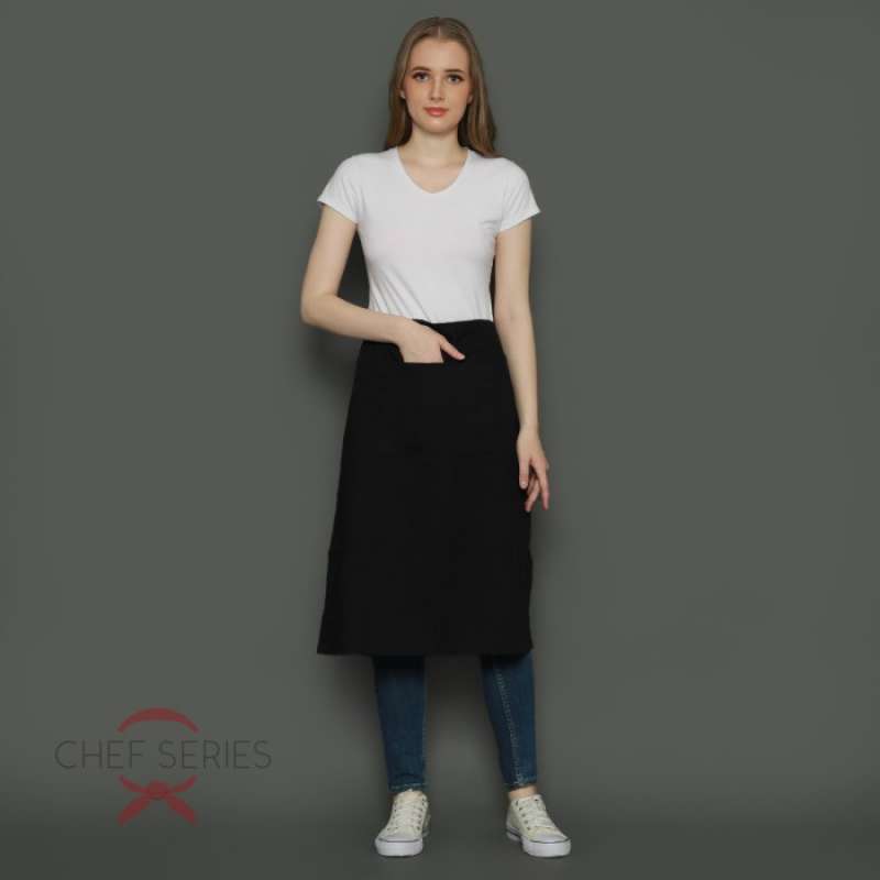 Promo Chef Series Basic Half Panjang Apron - Hitam Diskon 35% Di Seller ...