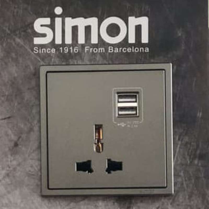 Promo Simon i7 Stop Kontak MultiStandard + USB warna Grey Diskon 23% di ...