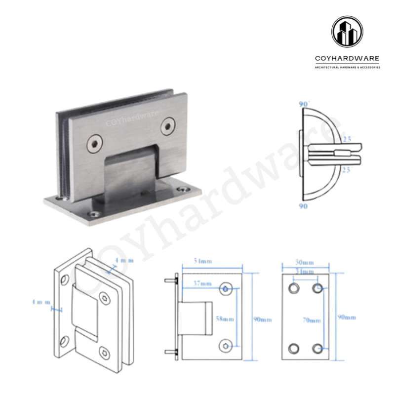 Promo ENGSEL PINTU KACA SHOWER HINGE GLASS TO WALL SATIN STAINLESS SUS ...