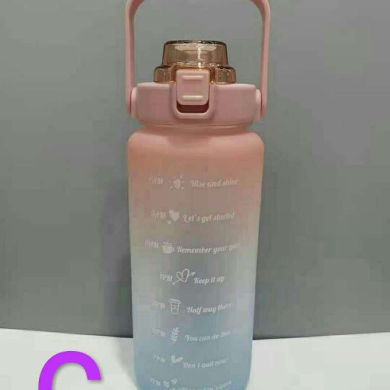 Jual botol minum viral penanda waktu 2 liter / 2000 ml gradasi / pastel ...