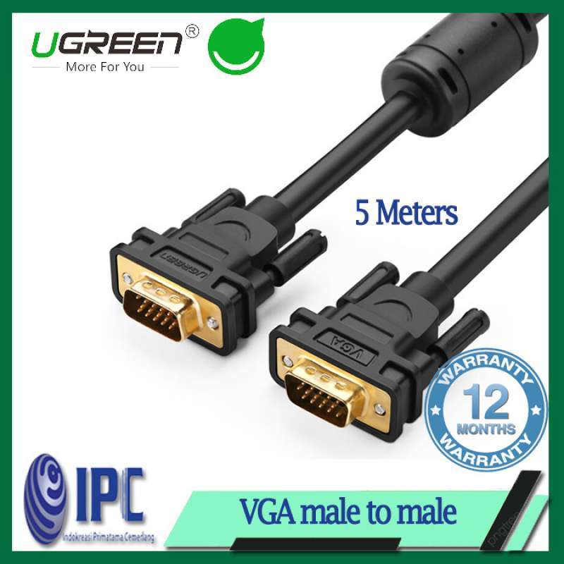 Promo UGREEN VGA Male to Male Cable 5 Meter (Black) Diskon 23% di ...