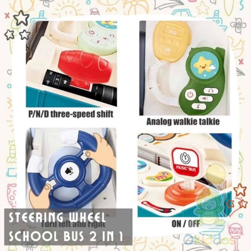 Promo School Bus 2 in 1 Bus Steering Wheel Tayo Bus Mainan Anak Diskon ...