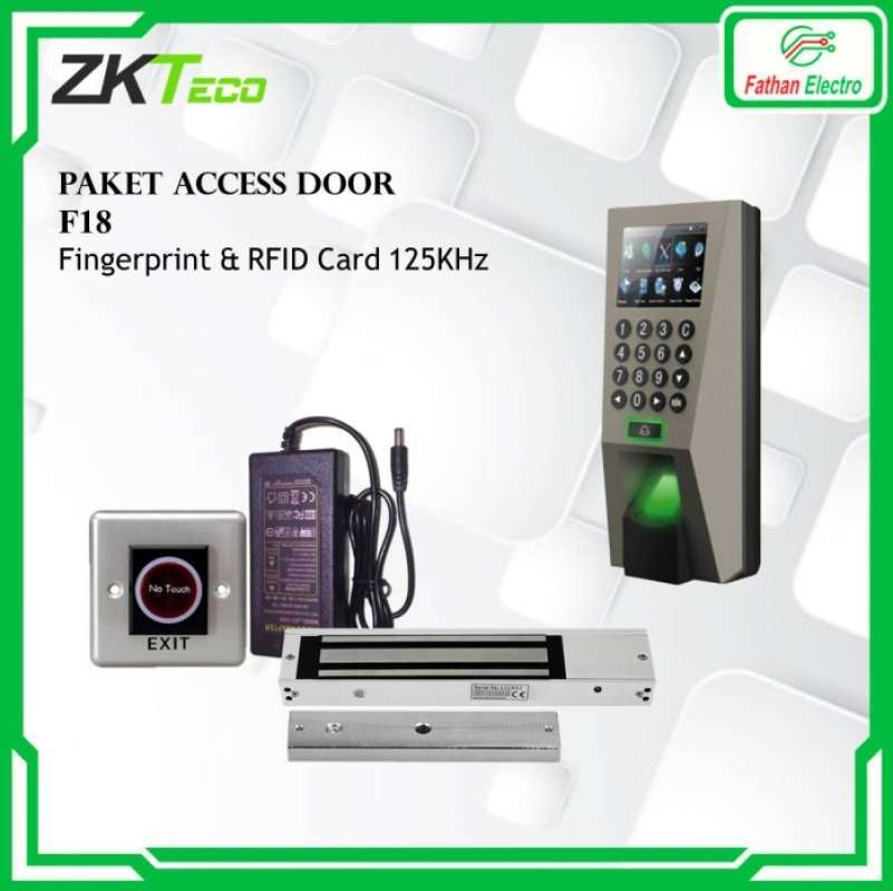Promo Paket Access Door ZKTeco F18 Fingerprint RFID 125 KHz Access Control Diskon 23% di Seller ...