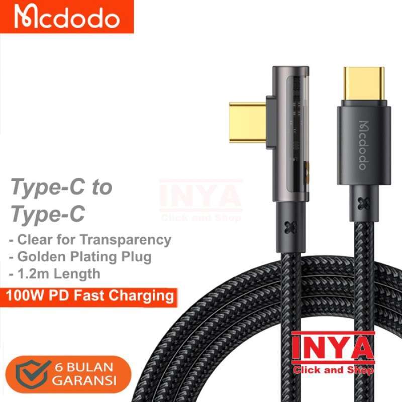 Promo Mcdodo Ca-3400 90° 100w Type-c To Type C Gaming Cable 1.2m Kabel ...