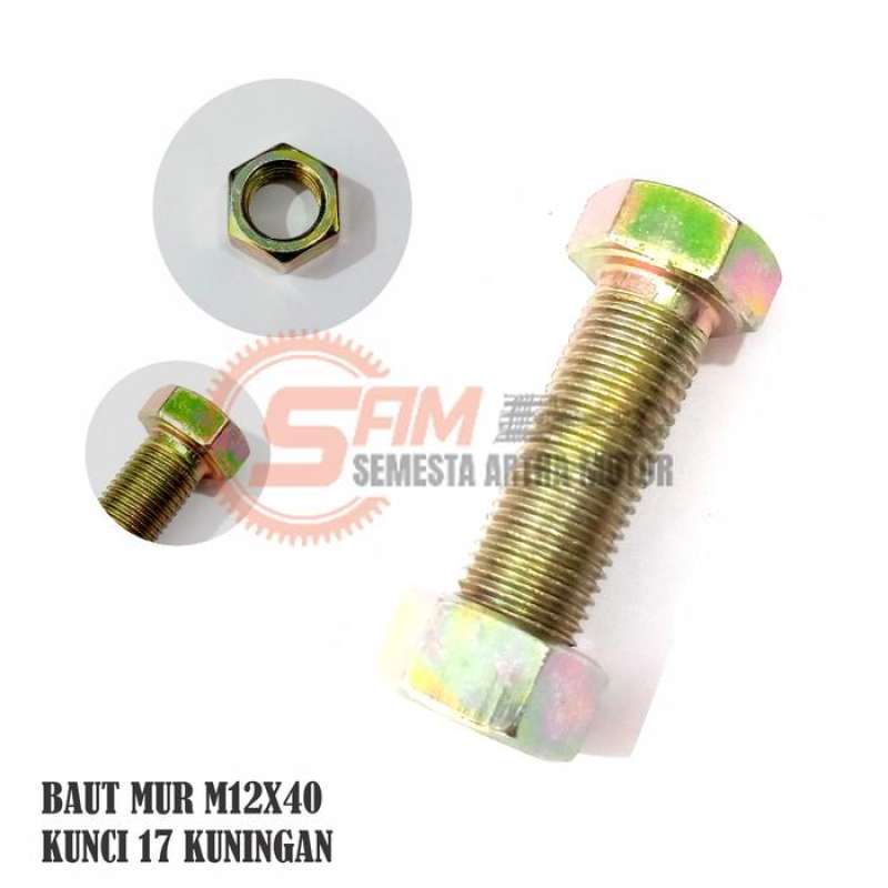 Jual Baut Mur M12 X 40 Kunci 17 Hex Bolt Nut Panjang 4cm Kuning Universal Di Seller Semesta ...