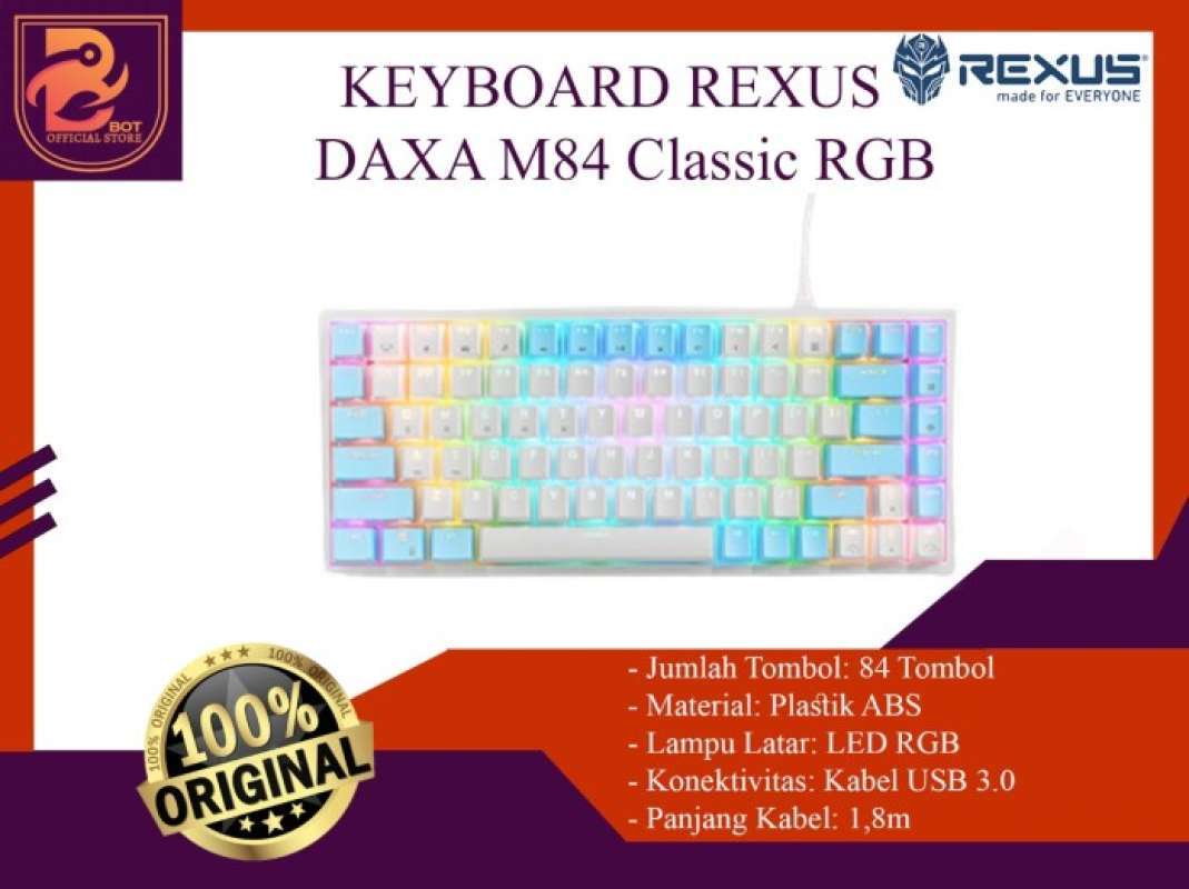 Promo Rexus Keyboard Wireless Gaming Mechanical Daxa M84 Classic ...