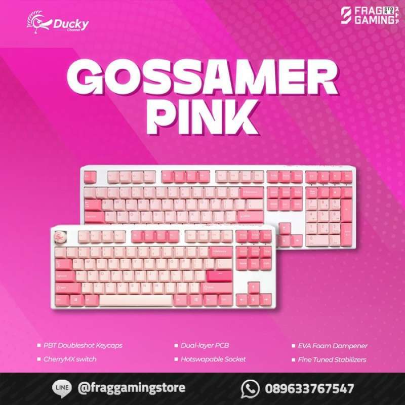 Promo Ducky One 3 Gossamer Pink Fullsize RGB Mechanical Gaming Keyboard ...