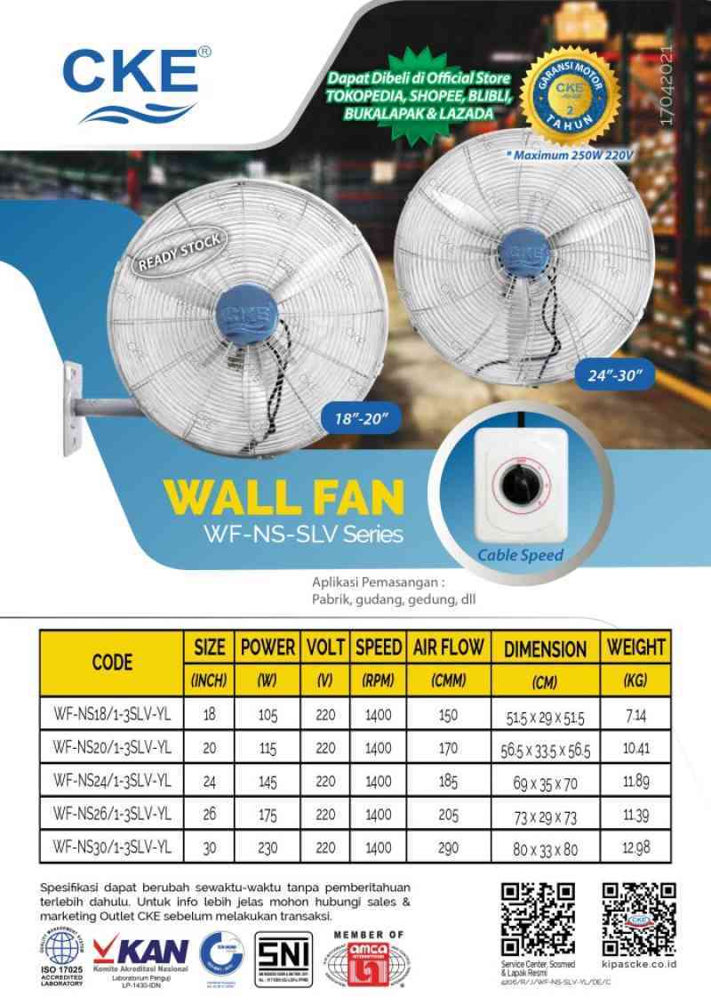 Promo Wall Fan CKE NS-SLV 20 Inch Kipas Angin Dinding Tembok Rumah ...