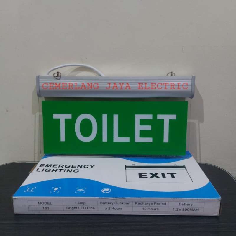 Promo Lampu Emergency LED tulisan TOILET Mika/Acrelyc Hijau Diskon 23% ...